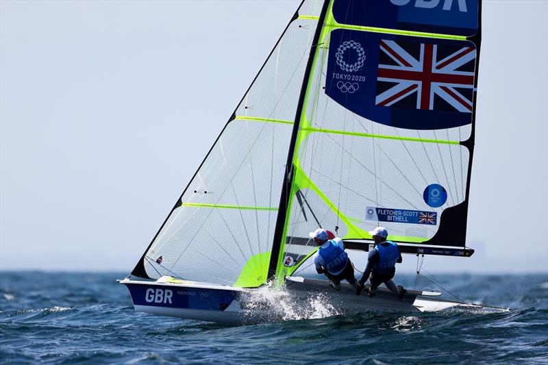 Dylan Fletcher & Stu Bithell in the Men's 49er on Tokyo 2020 Olympic ...