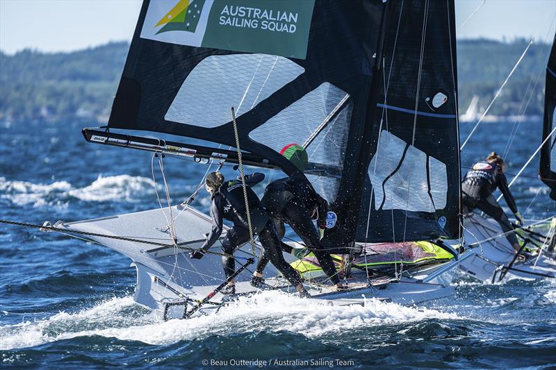 Tess Lloyd & Dervla Duggan (49erFX) competing at 49er, 49erFX & Nacra ...