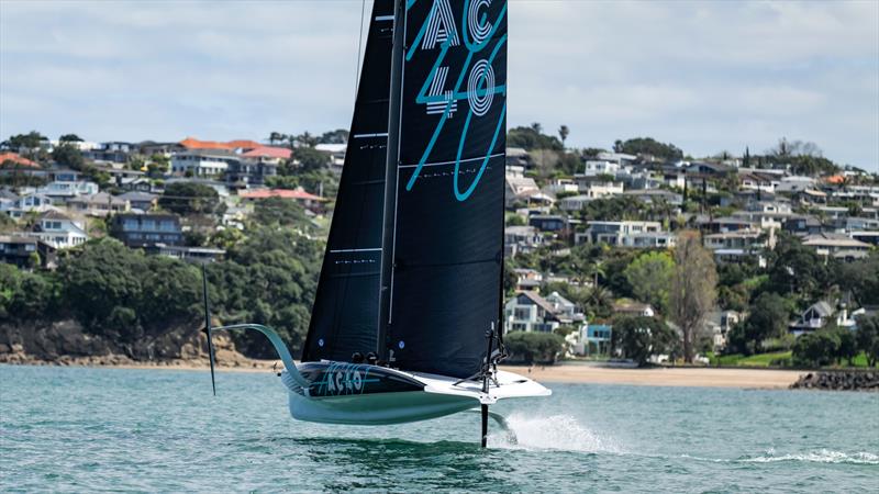 Emirates Team NZ sail the AC40 One Design during the final ...
