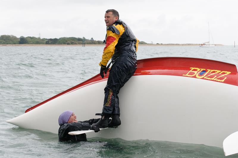 Nathan Stanier standing on his centreboard during the Buzz Nationals at ...
