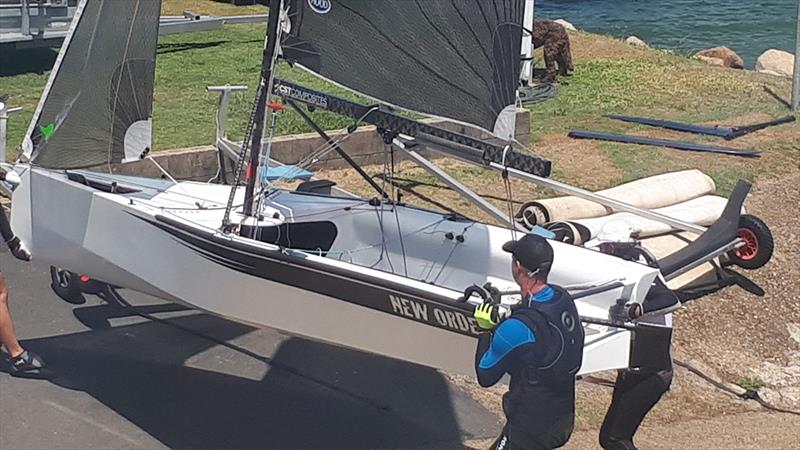 Hitting the water - 57th Cherub Australian Championship