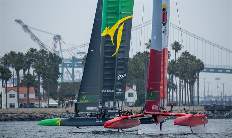 Australia SailGP Team and Spain SailGP Team in action on Race Day 2 of ...