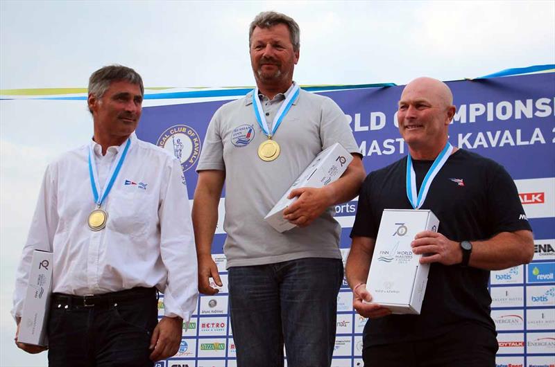 Grand Masters podium at the end of the Finn World Masters at Kavala