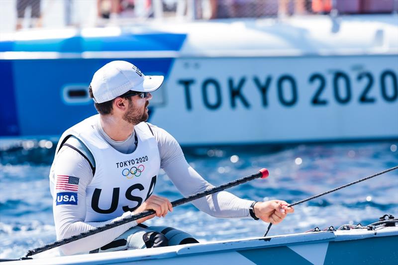 Luke Muller (USA) on day 7 of the Tokyo 2020 Olympic Sailing Competition