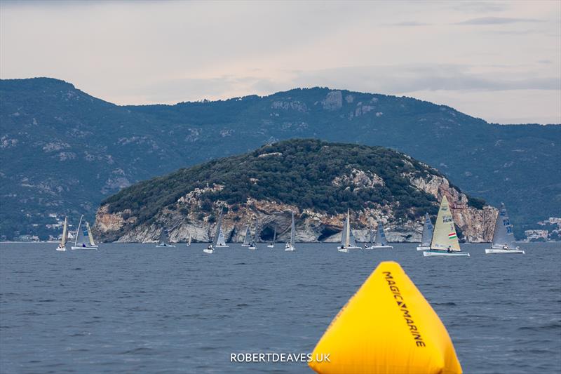Light winds on Day 3 of the 2023 Finn World Masters in Greece