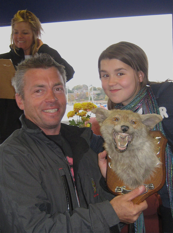 Nicole Lovejoy presenting the Foxer Winter Championship trophy to Rob ...