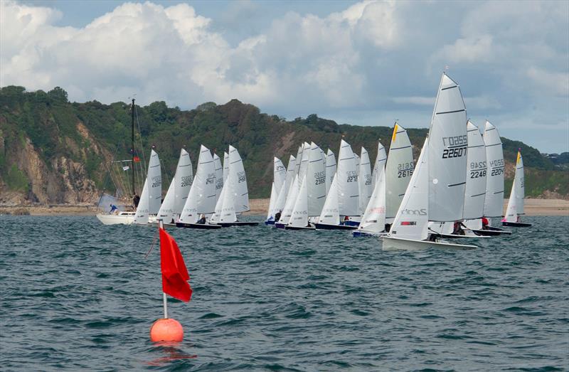 Race start during the 2000 class UK Nationals at Tenby in 2019