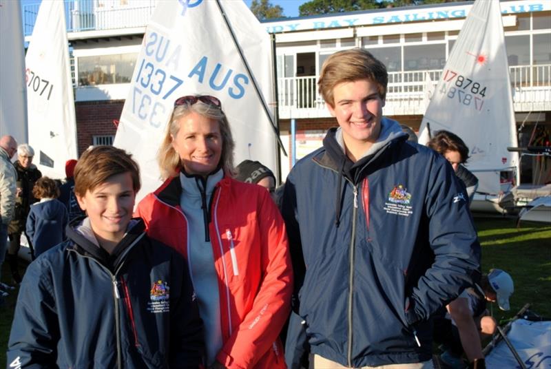Sandy Bay Sailing Club Commodore Felicity Allison and sons Hugo (left ...