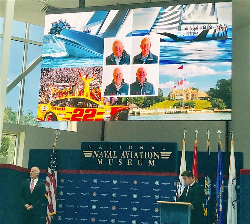 Terry Hutchinson (L), CEO and skipper of the NYYC American Magic, and ...