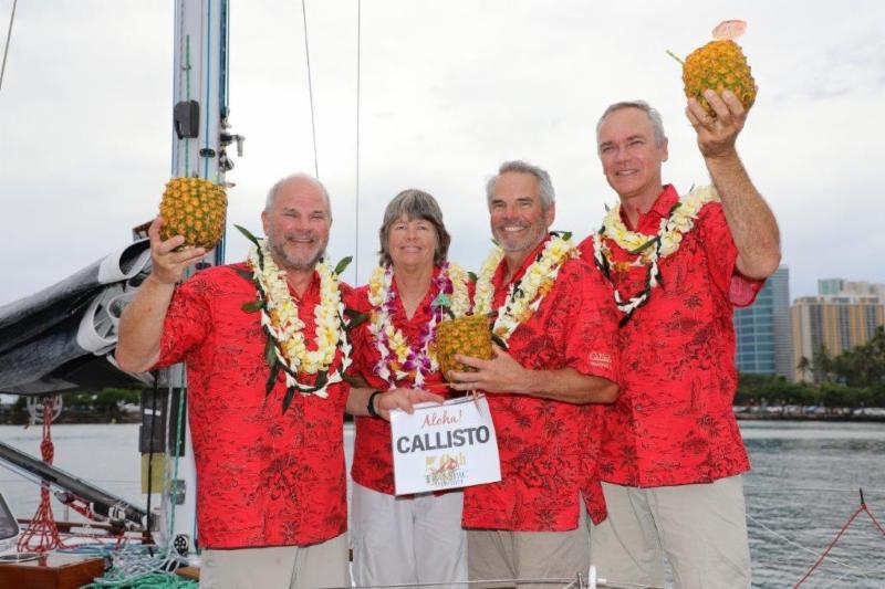 All smiles on Callisto on arrival to Transpac Row - Transpac 50