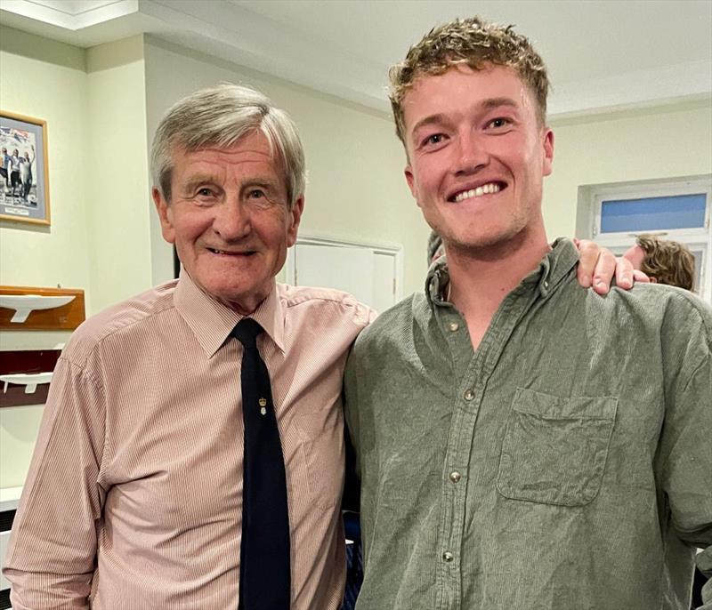 Legendary sailing coach Jim Saltonstall with Elliot Hanson who ...