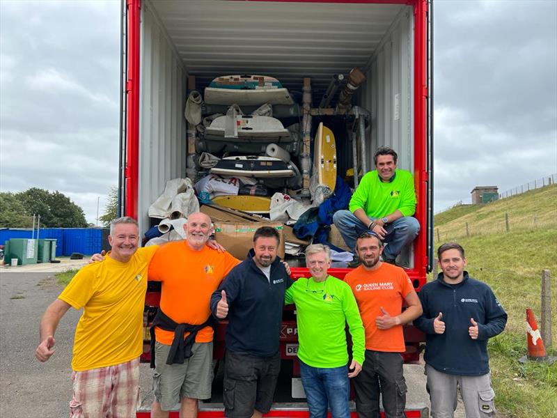 Volunteers loading the container at QMSC, UK on route to St Vincent and ...