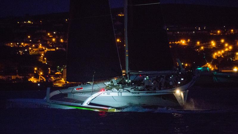 Lloyd Thornburg's Phaedo^3 finishes the Volvo Round Ireland Race 2016