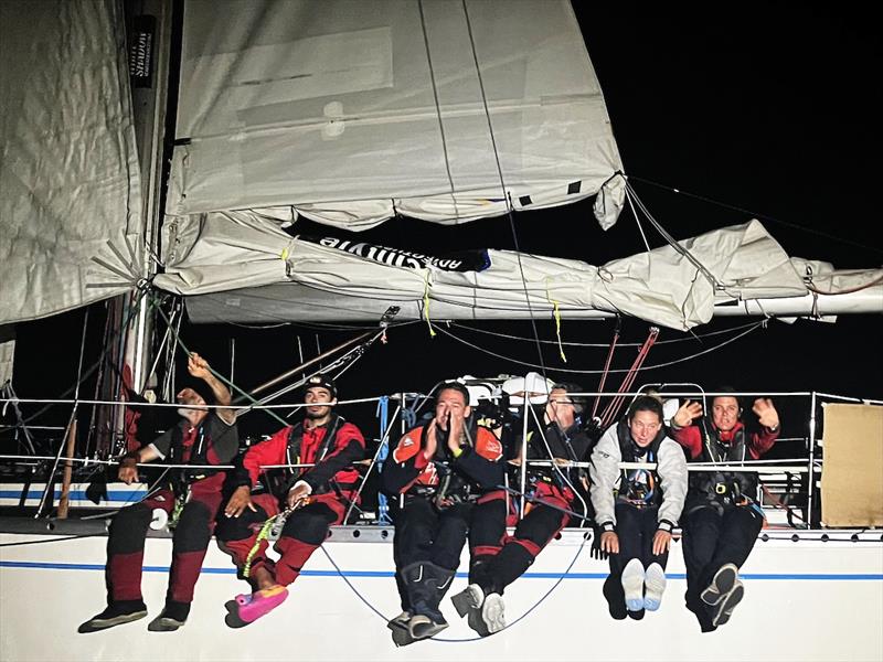 With a fully reefed mainsail the crew battled to cross the line – so ...