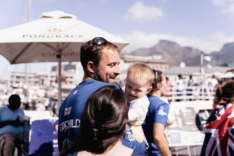 Sam Goodchild snatching a family moment in The Ocean Race