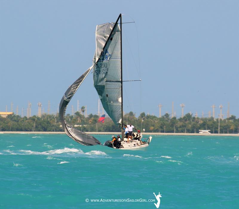 A broken mast for Orion on day 2 at Quantum Key West Race Week