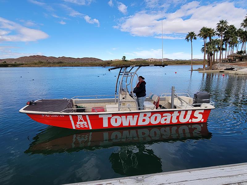 Capt. Kayla Fulcer at the helm of TowBoatUS Fisher's Landing response ...