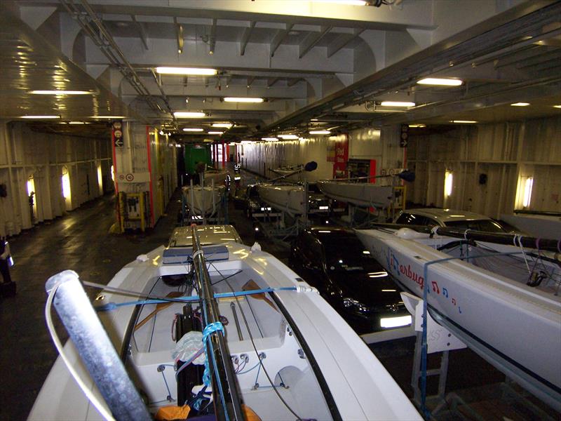 The Irish RS Elite Fleet on the ferry, heading to Cowes