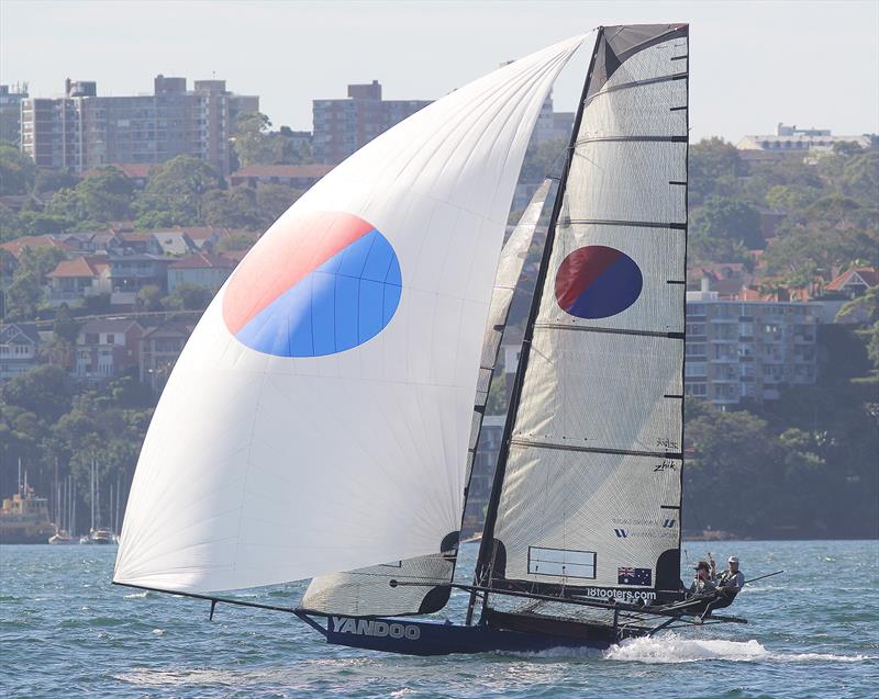 Yandoo at the finish of race 4 on 18ft Skiff 73rd JJ Giltinan ...