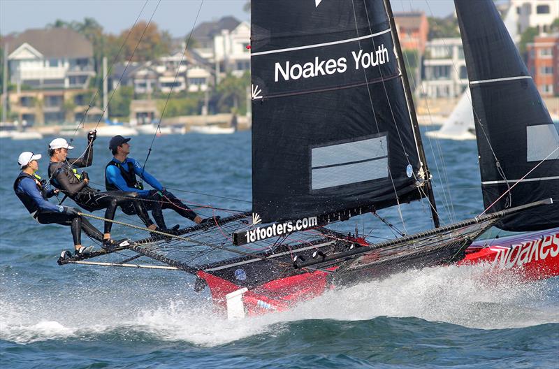 Noakes Youth on the second spinnaker run in race 8 on 18ft Skiff 73rd ...