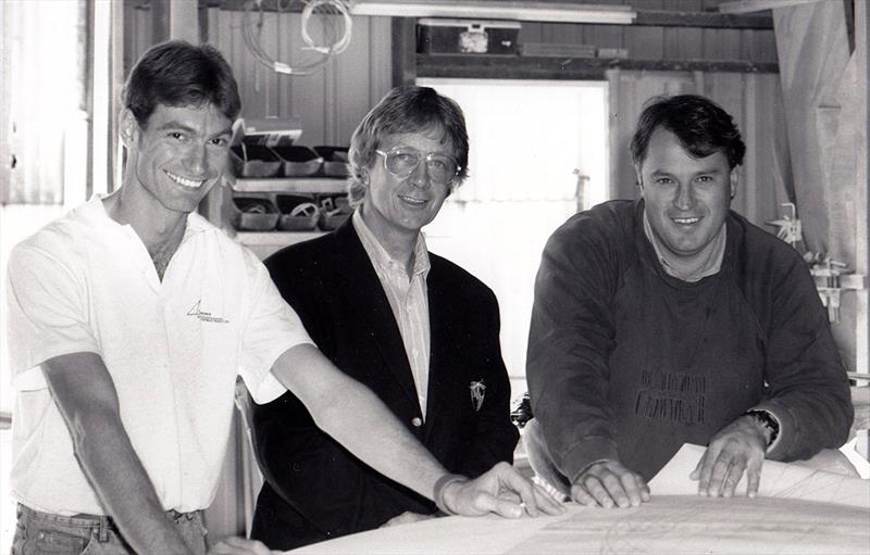 From left Julian O'Mahoney (boatbuilder), Anthony Reynolds (League) and ...