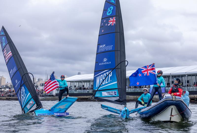 Stella Bilger (NZL) and Gavin Ball (USA) celebrate winning the Inspire ...